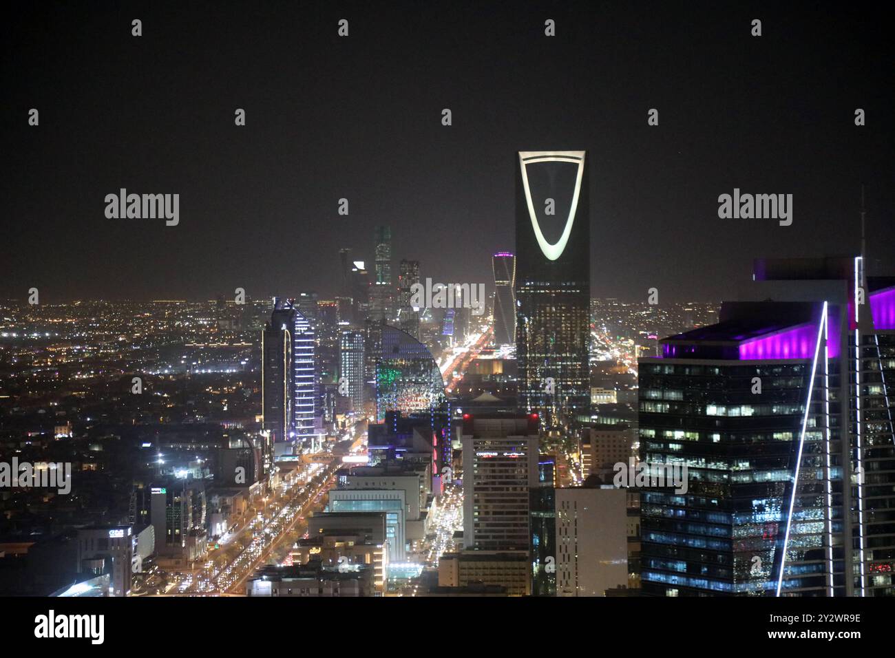Riyadh, Saudi Arabia – September 11, 2024: Central Riyadh at night ...