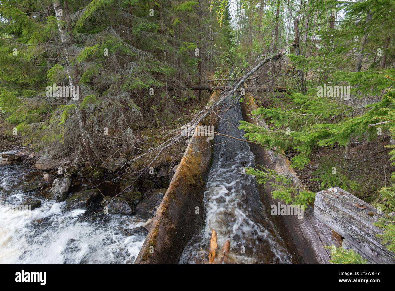Old wooden chute that was used to convey logs to the sawmill, picture ...