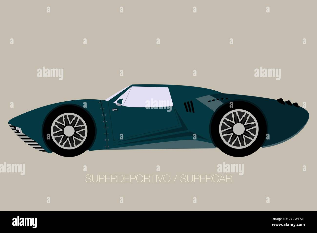 competition street supercar, flat design style, side view car, flat ...