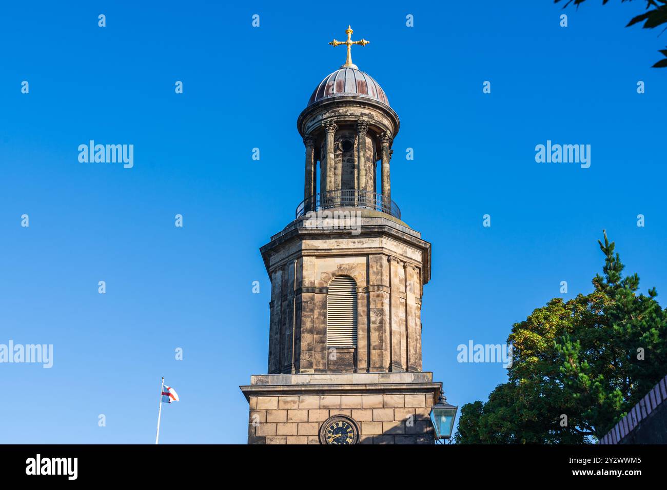 The tower of St Chad's Church in Shrewsbury Shropshire, UK. An 18th ...