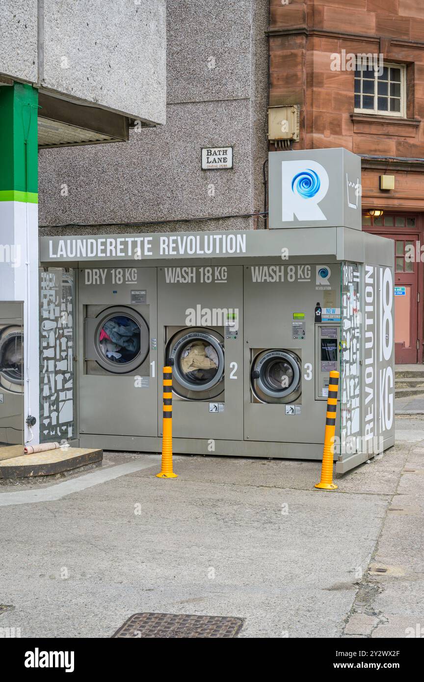 Revolution Launderette, Bath Lane, Glasgow, Scotland, UK, Europe Stock ...