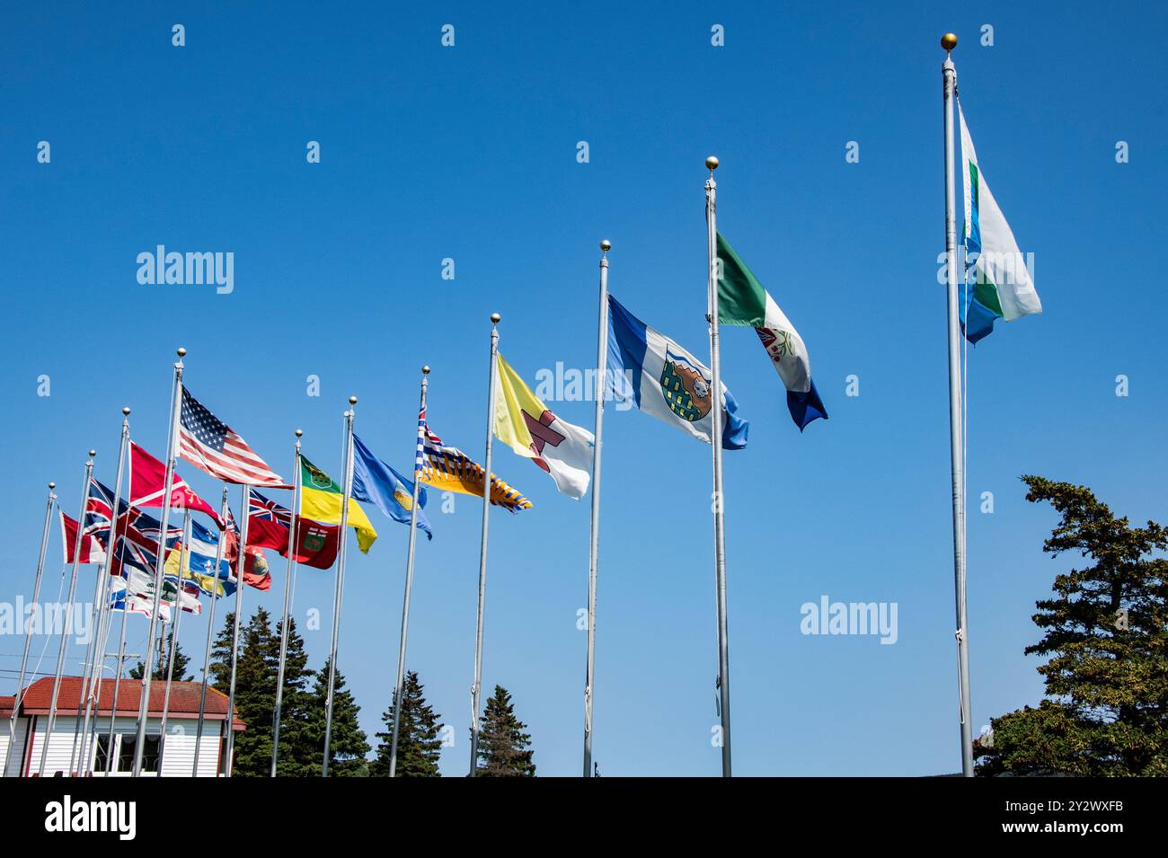 Flag display, with the flag from each of Canada's provinces and ...