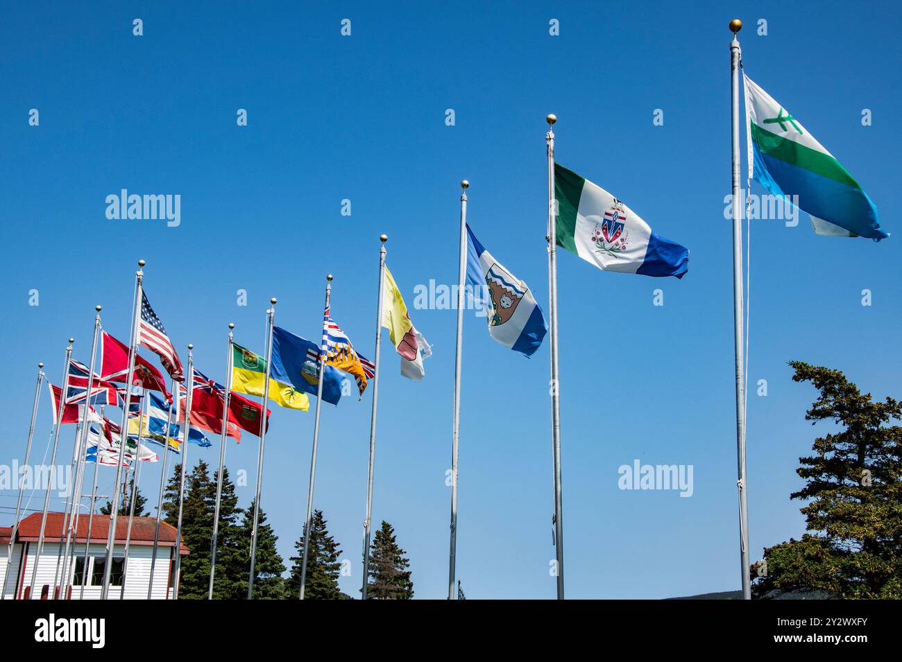 Flag display, with the flag from each of Canada's provinces and ...