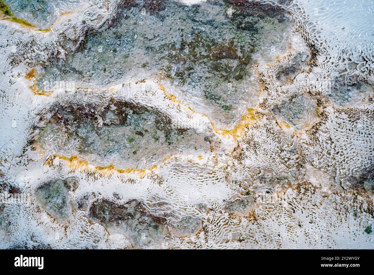 close up photograph showcasing the unique abstract geology of pamukkale ...
