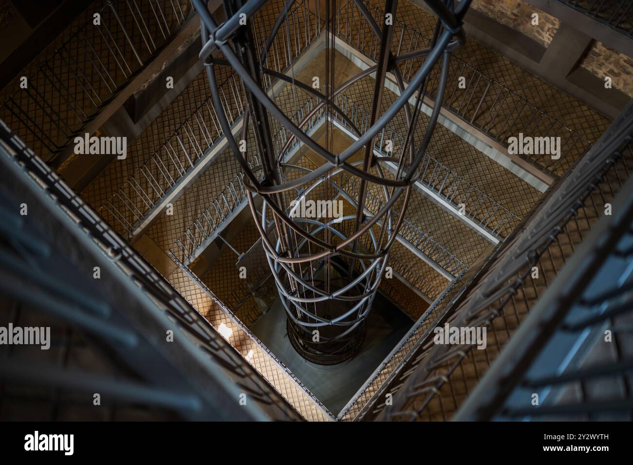 Interior stairs in Astronomical Clock Tower, Prague Stock Photo - Alamy