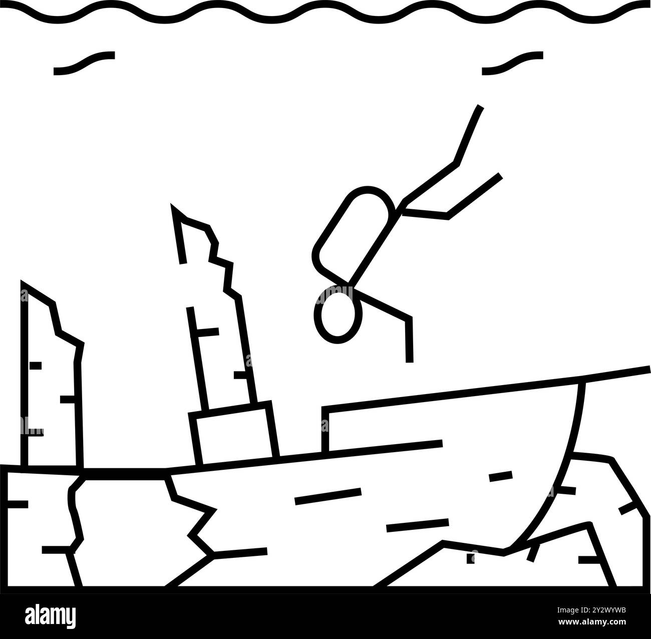 dive course for sunken objects line icon vector illustration Stock ...