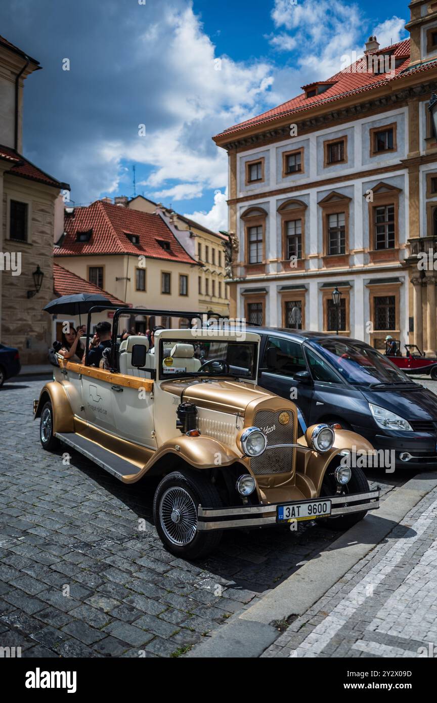 Classic car tours in Prague Stock Photo - Alamy