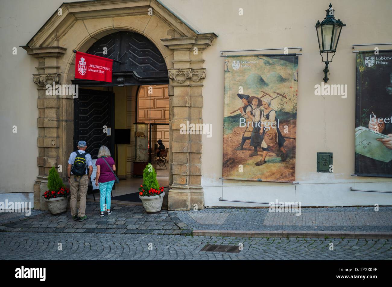 Posters outside Lobkowicz Palace, Prague Stock Photo - Alamy