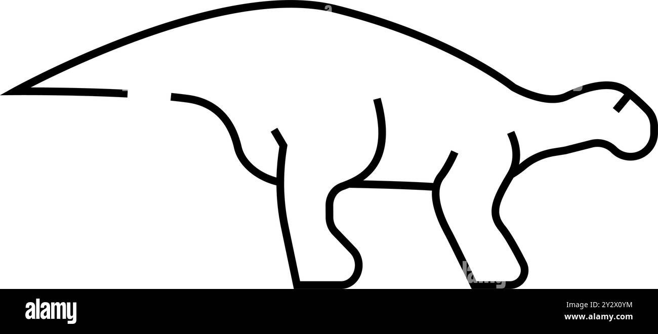 iguanodon dinosaur line icon vector illustration sign Stock Vector ...