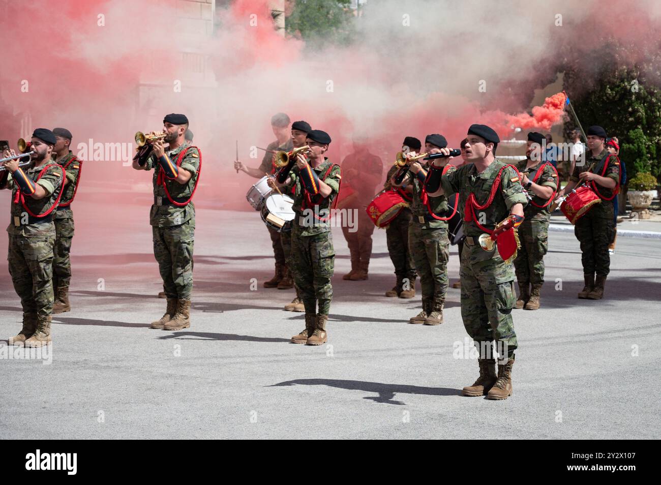 Detail of the vocal singer soldier of the Spanish Legion military band ...
