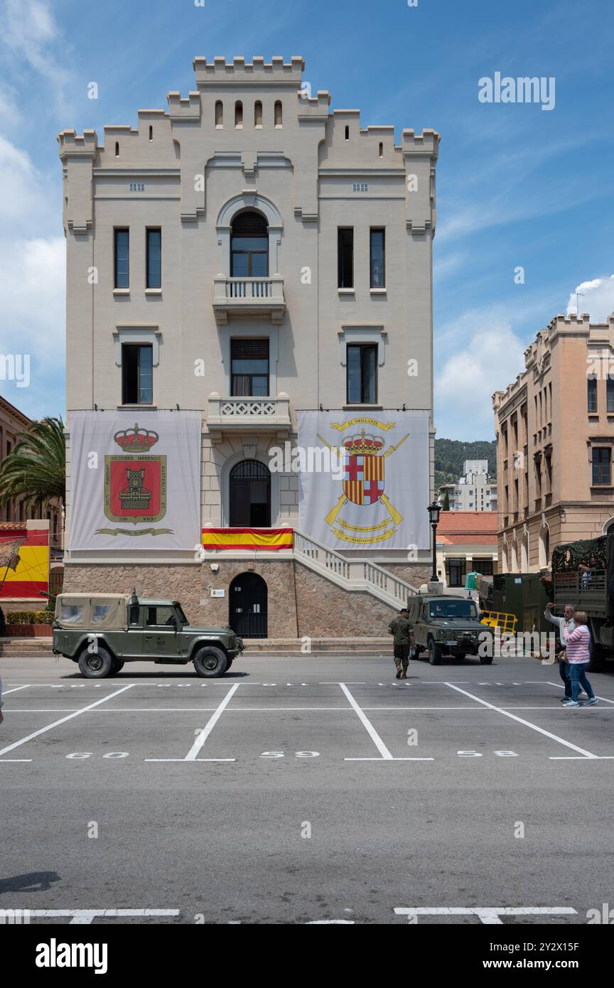 vertical photograph from the central courtyard, military vehicles ...