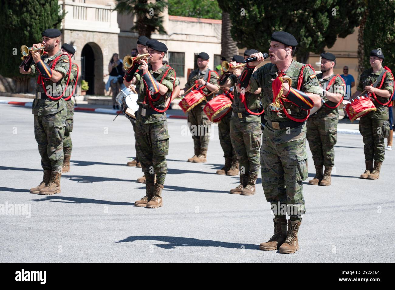 Closeup of the proud singer of the Spanish military band, the vocal ...