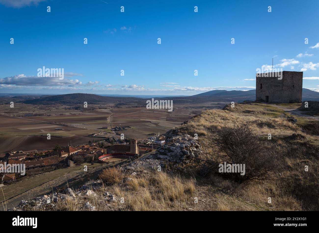 Landscape of the medieval village of Atienza from the castle ...