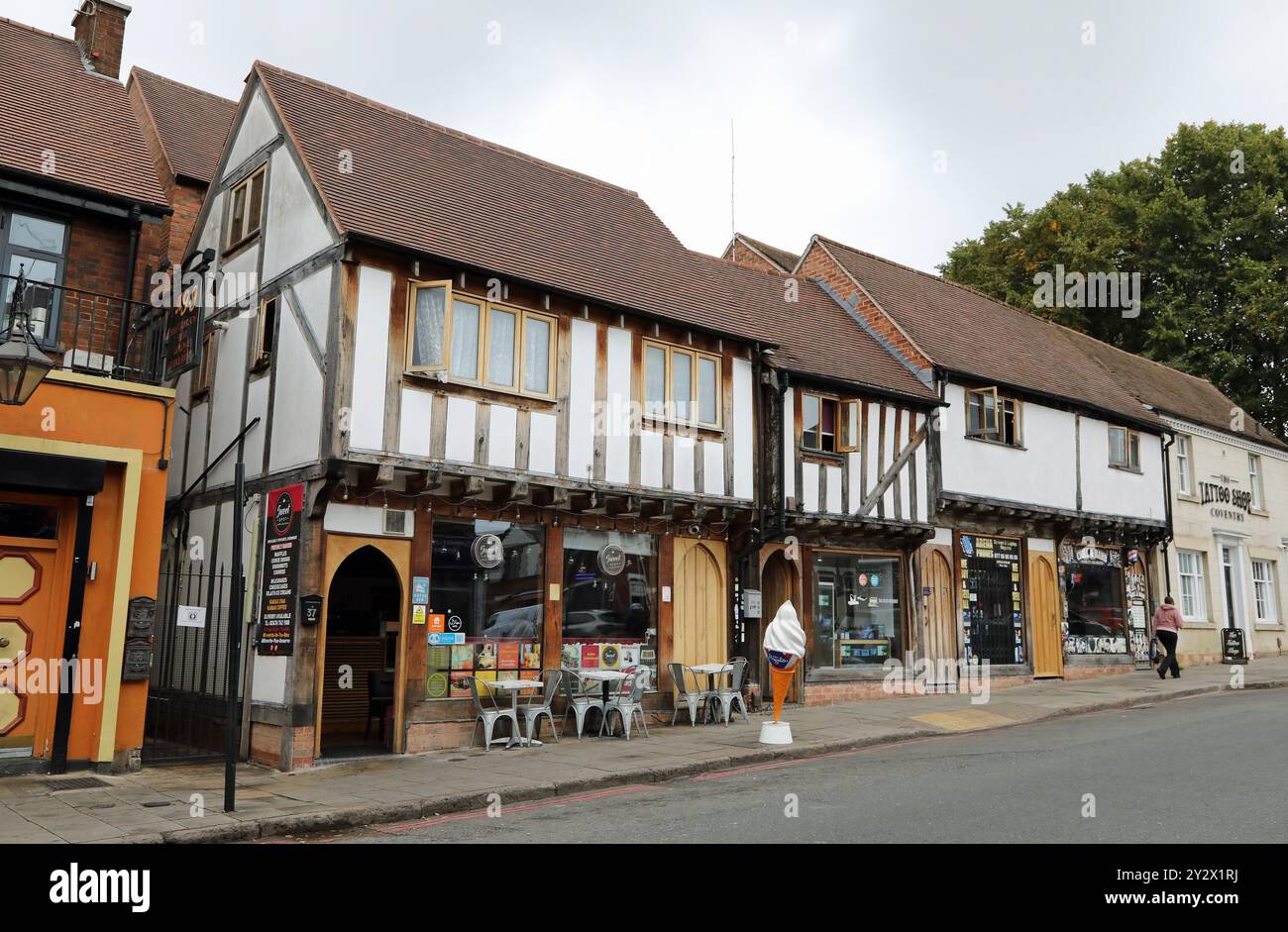 Historic timber framed properties at Far Gosford Street in Coventry ...