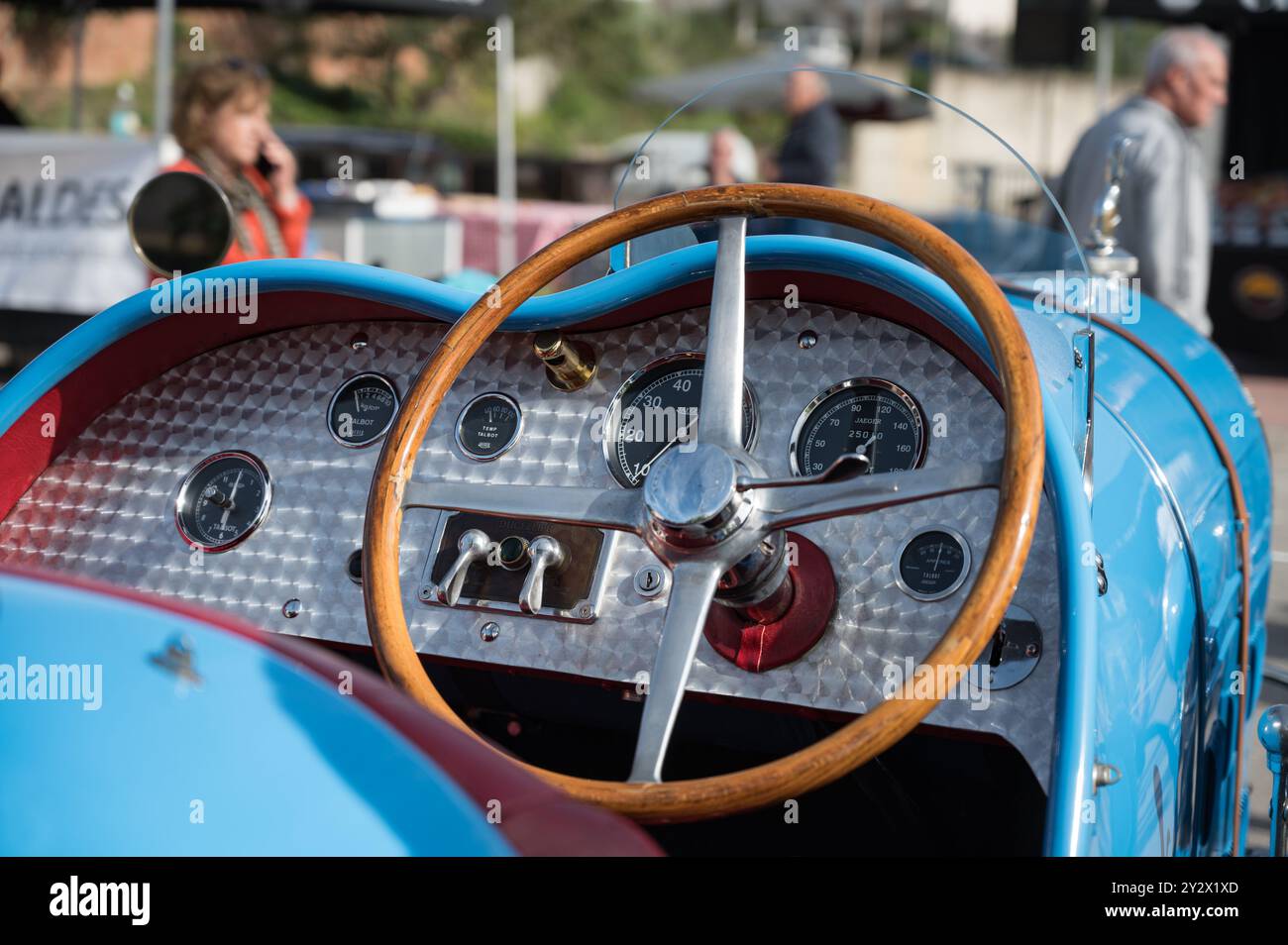 Interior view of the cockpit of the historic Talbot 11hp Six racing car ...
