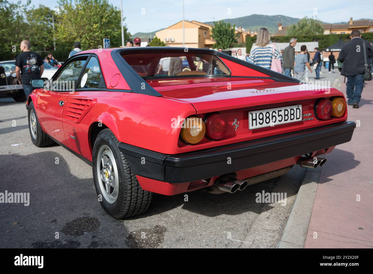 Rear view of the classic red Ferrari Mondial Italian sports car Stock ...