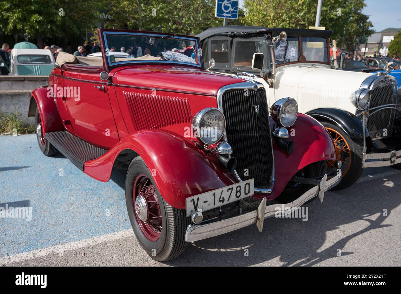 Front view of the historic red 1933 Ford V8 Spider Model B or Model 18 ...