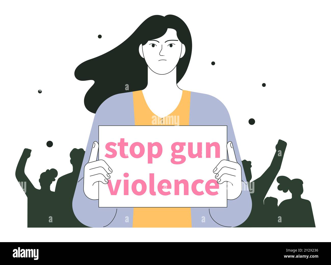 Protest. People on demonstration against gun violence. Angry character ...