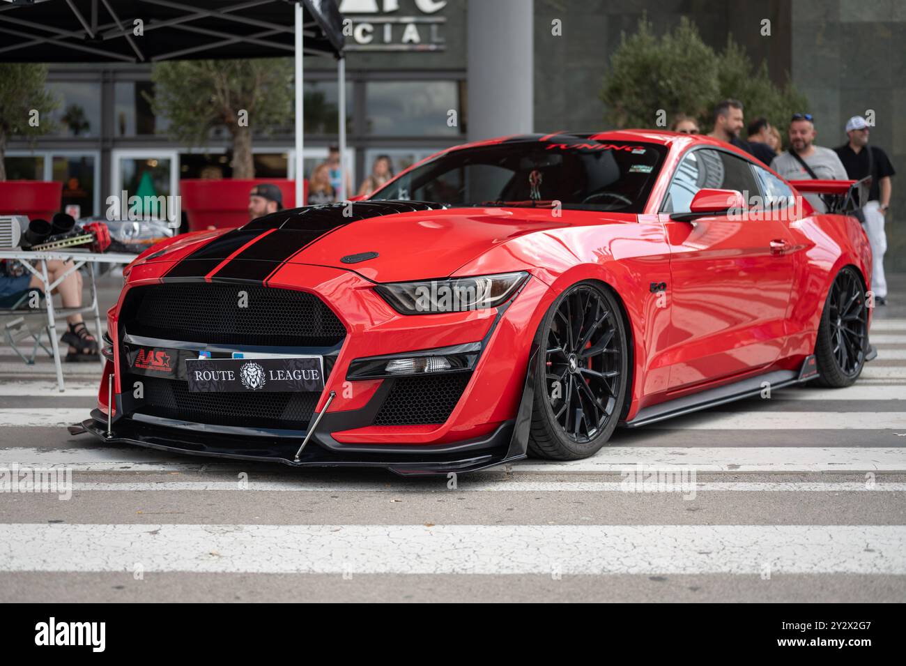 Spectacular red and black sixth generation Ford Mustang GT500 at a car ...