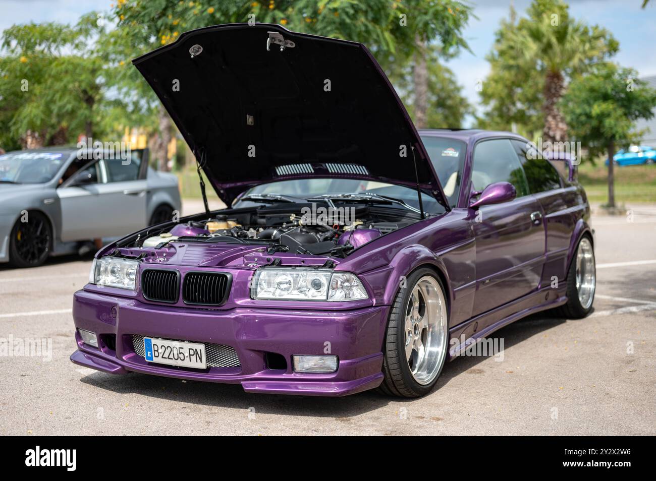 BMW E36 with the hood open showing its powerful modified inline 6 ...