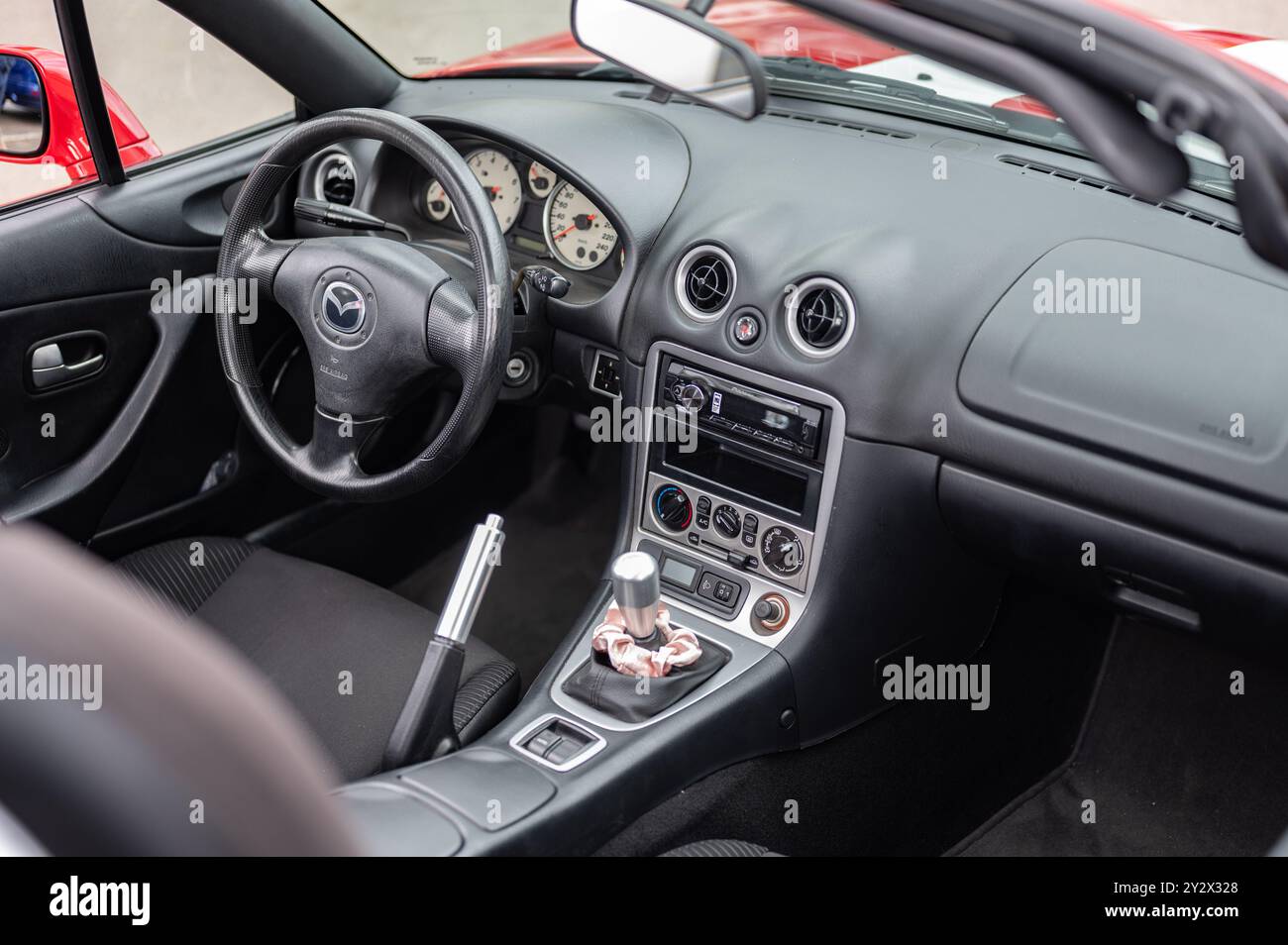 Interior of a Japanese convertible two-seater sports car, the second ...