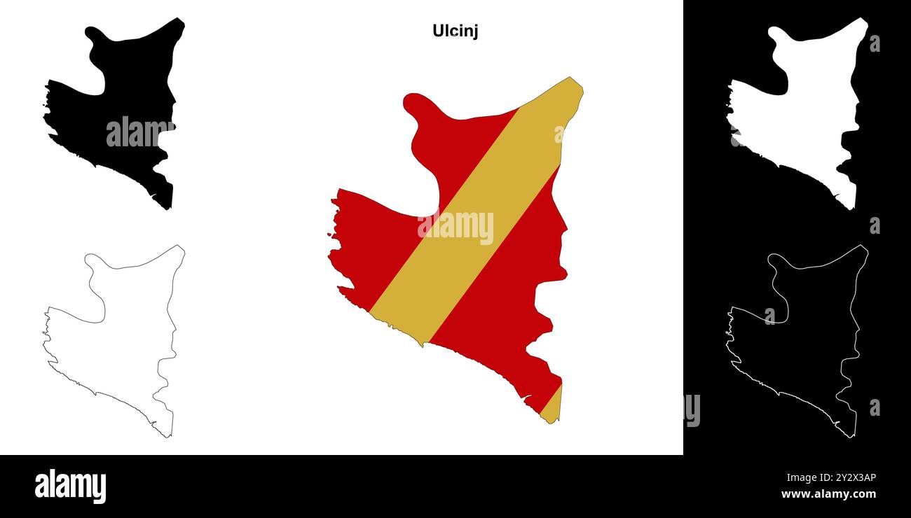 Ulcinj municipality outline map set Stock Vector Image & Art - Alamy