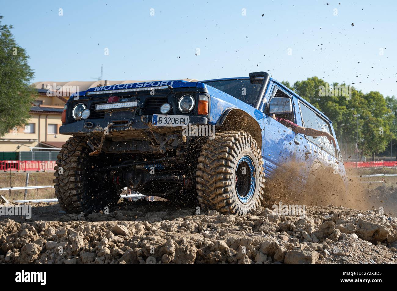 Detail of a beautiful blue Nissan Patrol GR Y60 fourth generation ...