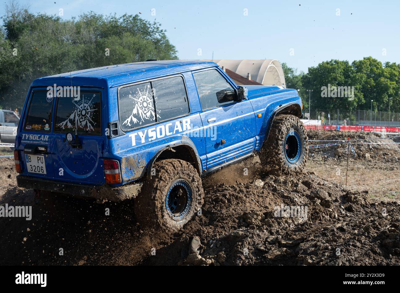 Rear view of a brutal fourth generation Nissan Patrol GR Y60 off-road ...