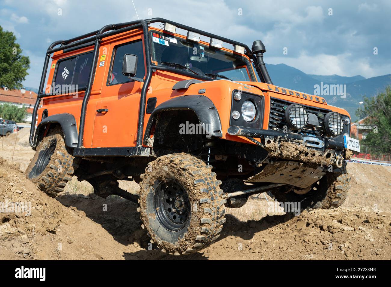 British off-road vehicle demonstrating its 4x4 capabilities with the ...