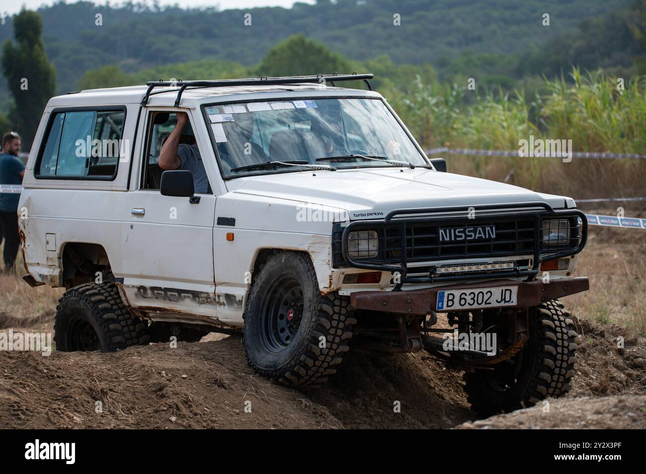 Front view of a classic white third-generation Nissan Patrol series 160 ...