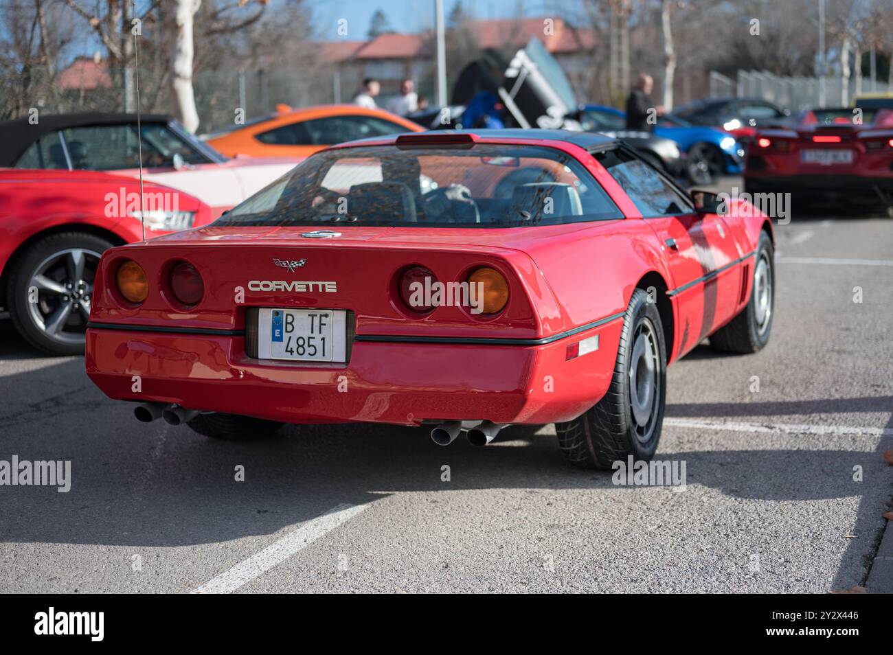 Rear view of the classic red fourth-generation Chevrolet Corvette C4 ...