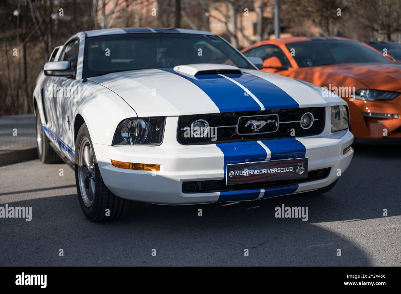 Front view of a fifth-generation American Ford Mustang sports car ...