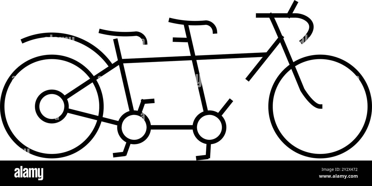 tandem bike for couple rider line icon vector illustration Stock Vector ...