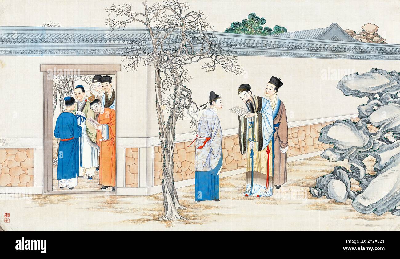 Scene from Dream of the Red Chamber by Cao Xueqin (1710-1765) painted ...