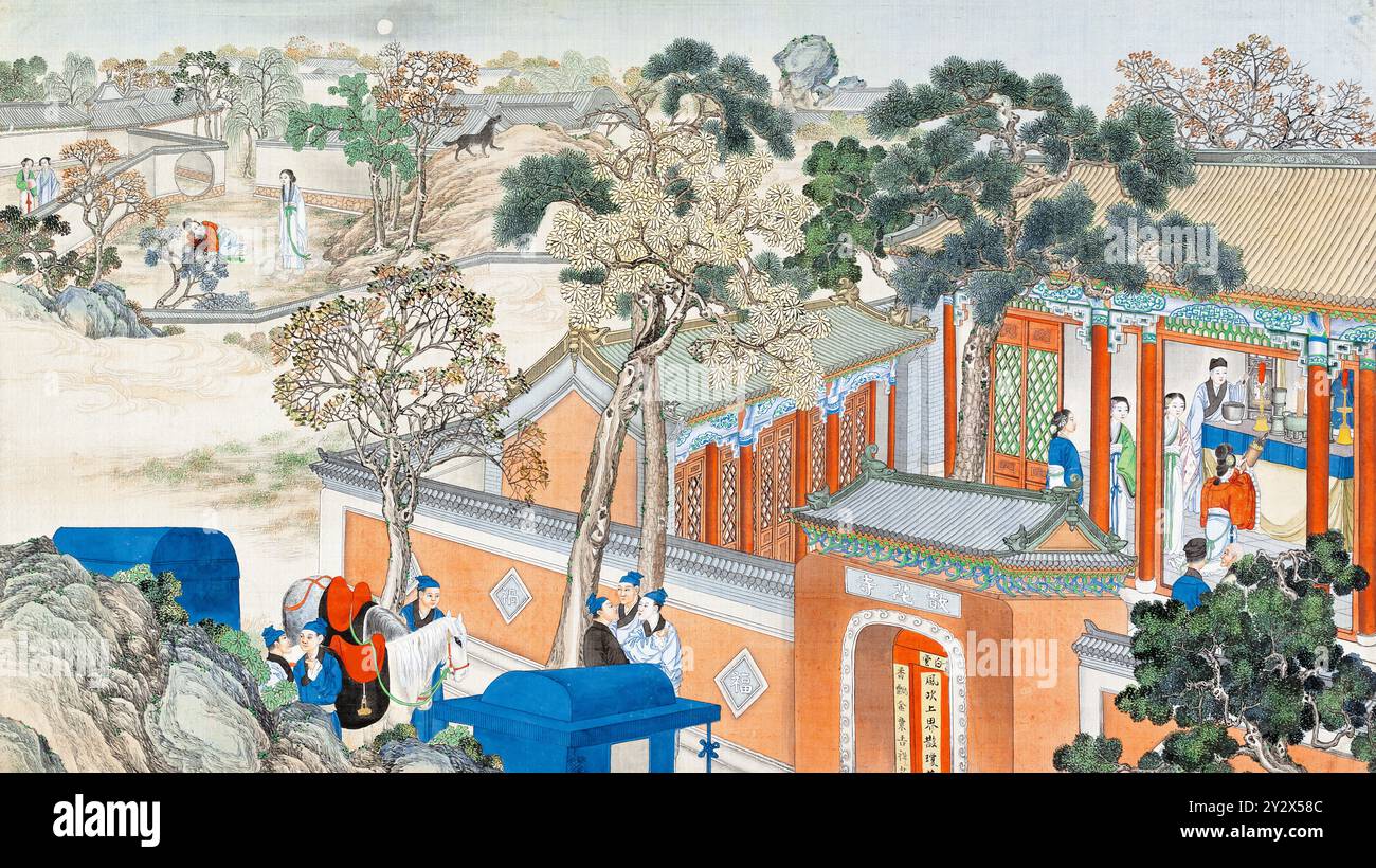 Scene from Dream of the Red Chamber by Cao Xueqin (1710-1765) painted ...