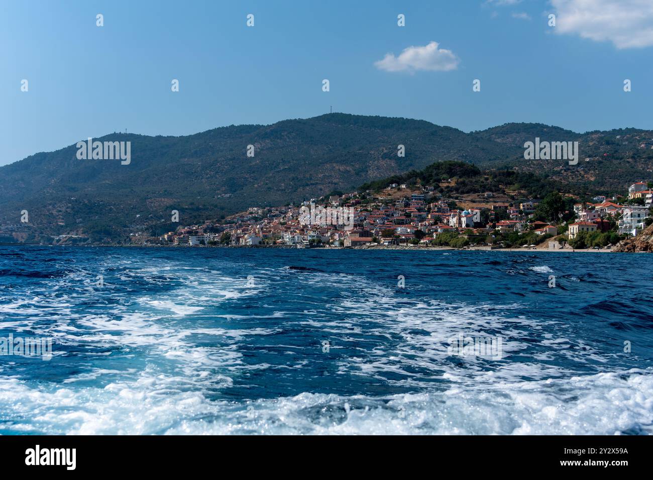 Mitilini, Lesbos Greek island, photographed from a speed boat Stock ...