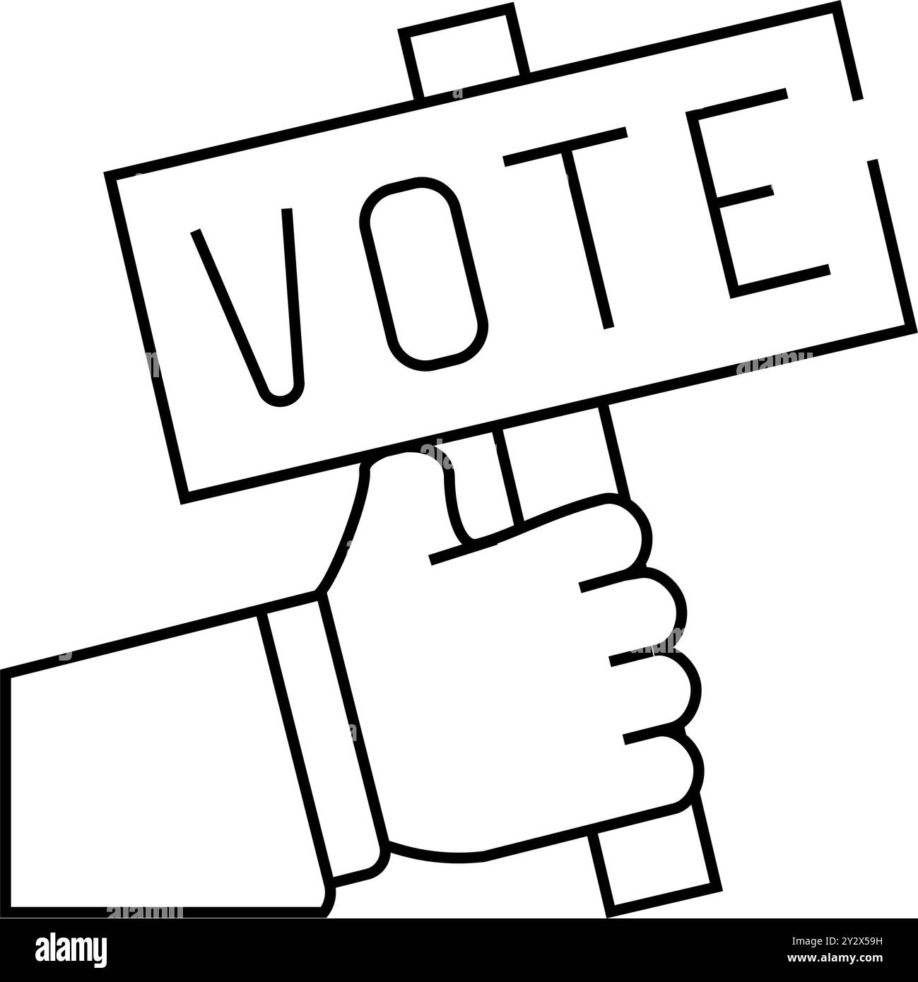 hand holding vote nameplate line icon vector illustration Stock Vector ...