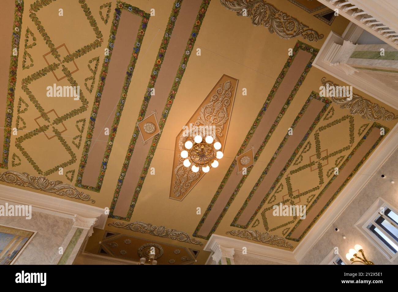 Moscow, Russia - Sept 7. 2024. Patterned ceiling in Northern River ...
