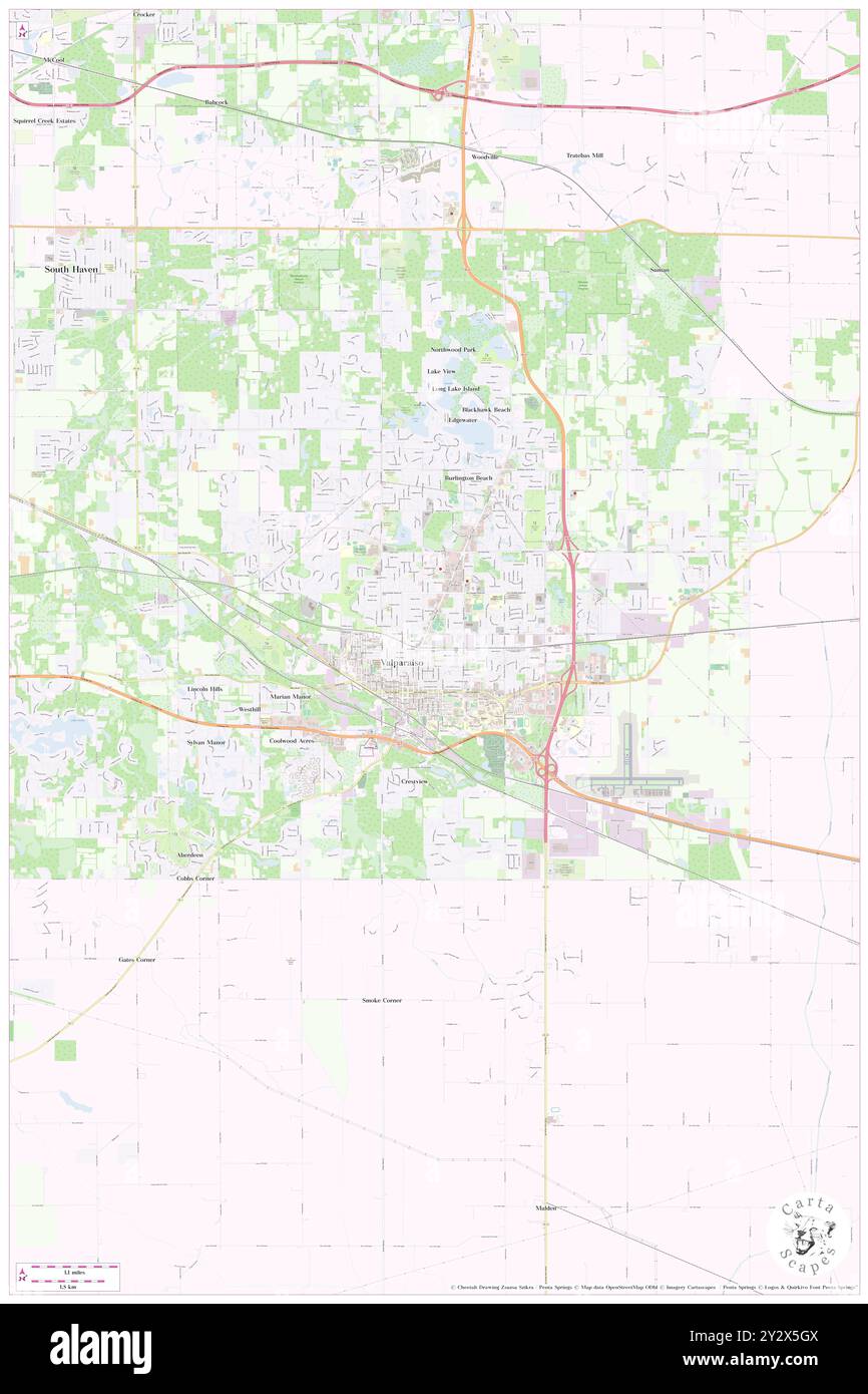 Valparaiso indiana map Cut Out Stock Images & Pictures - Alamy