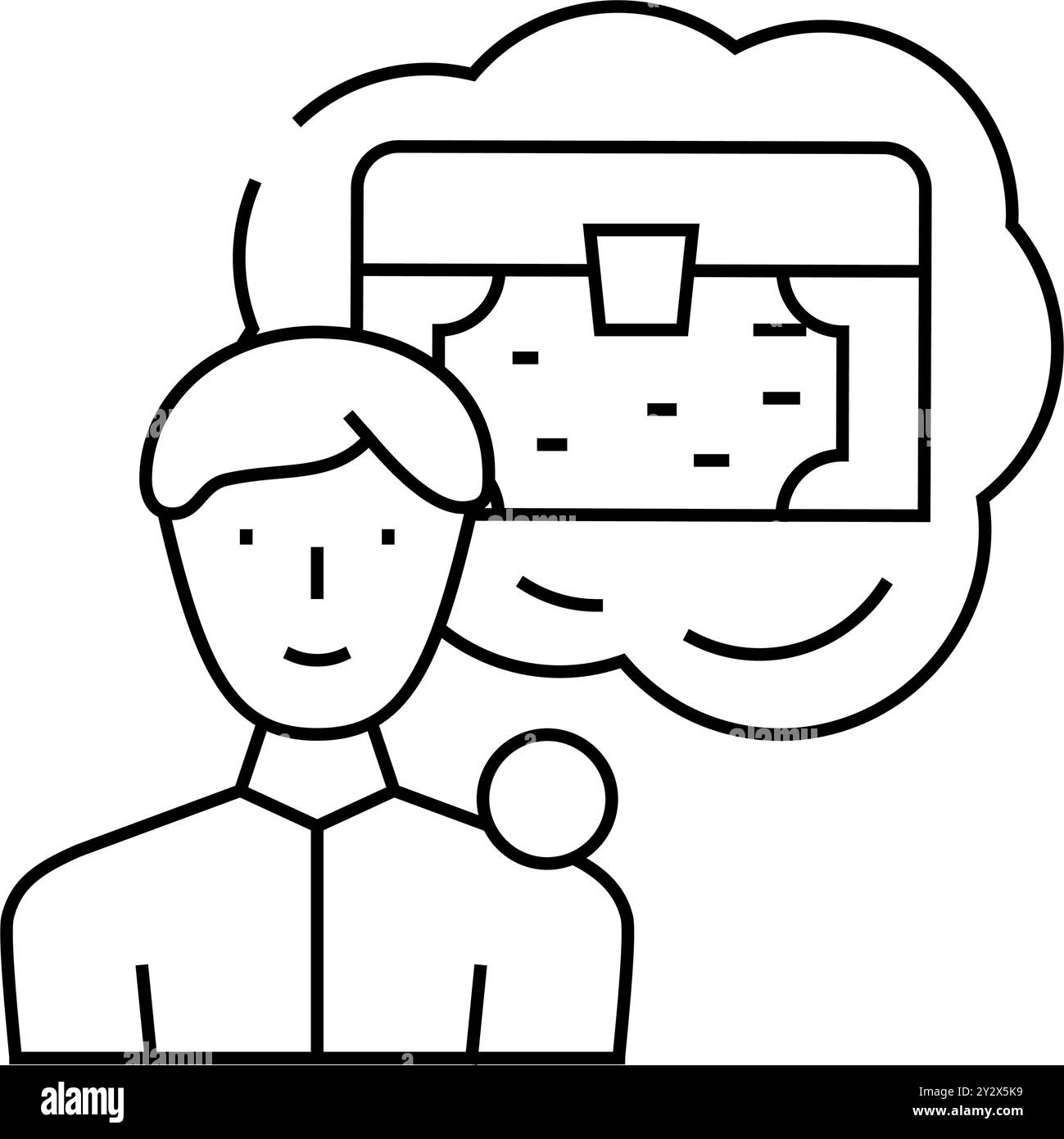 thoughts of treasure line icon vector illustration Stock Vector Image ...