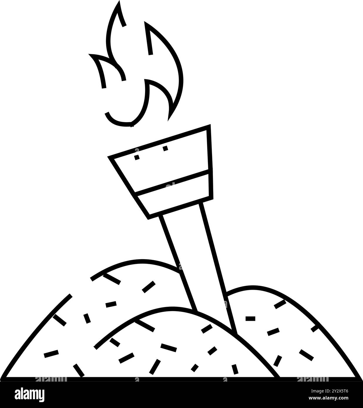 torch in gold pile line icon vector illustration Stock Vector Image ...