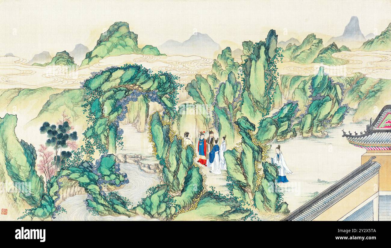 Scene from Dream of the Red Chamber by Cao Xueqin (1710-1765) painted ...
