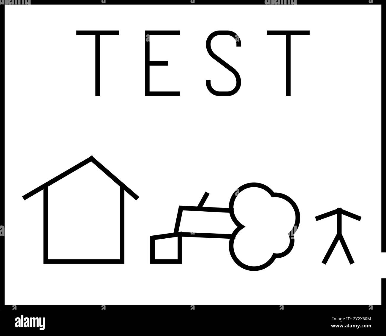 test house tree child line icon vector illustration Stock Vector Image ...