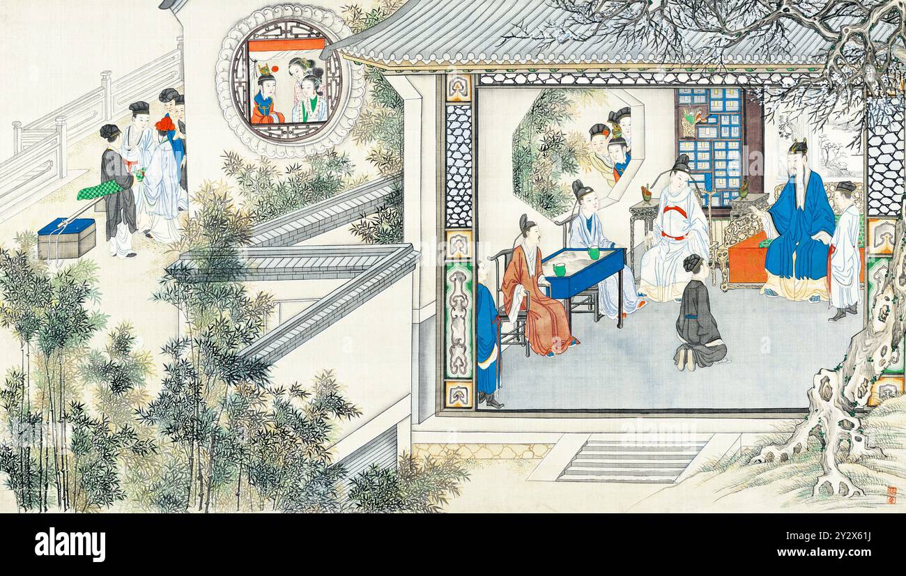 Scene from Dream of the Red Chamber by Cao Xueqin (1710-1765) painted ...