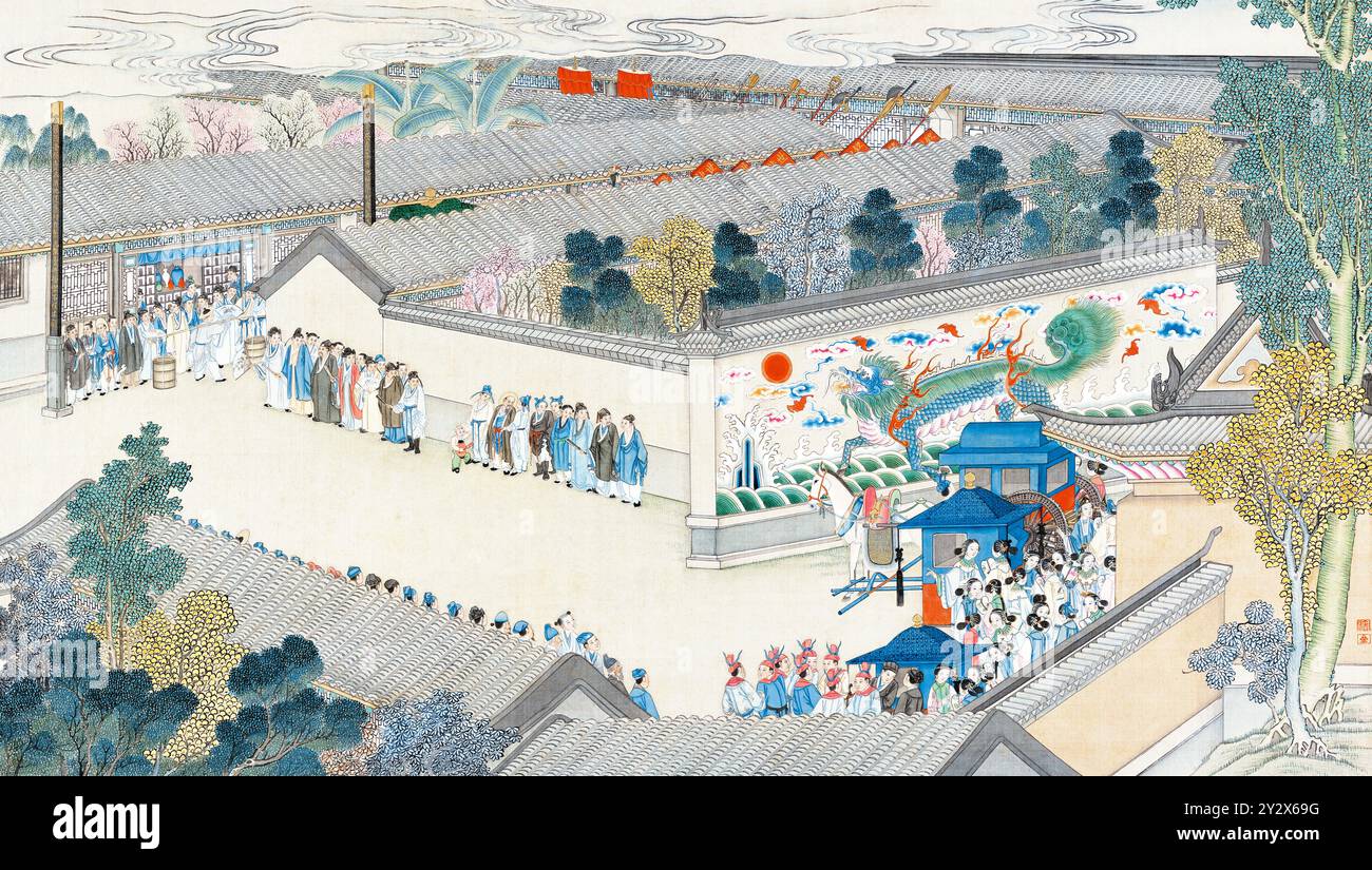 Scene from Dream of the Red Chamber by Cao Xueqin (1710-1765) painted ...