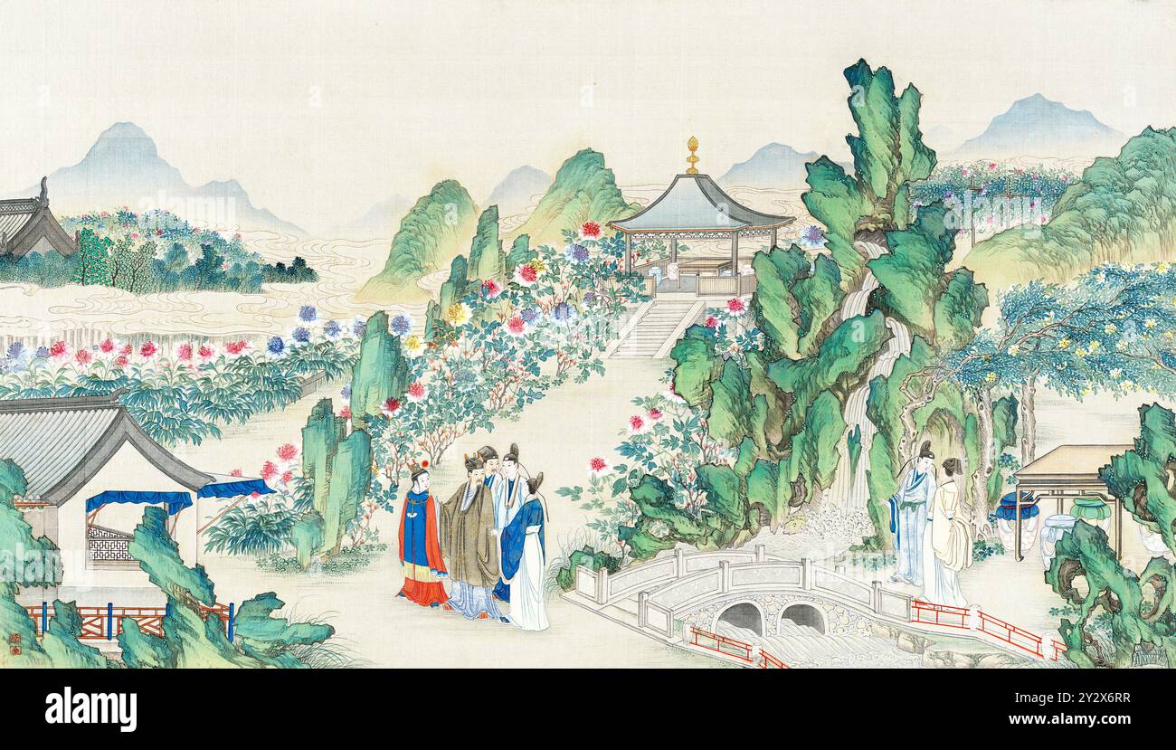 Scene from Dream of the Red Chamber by Cao Xueqin (1710-1765) painted ...