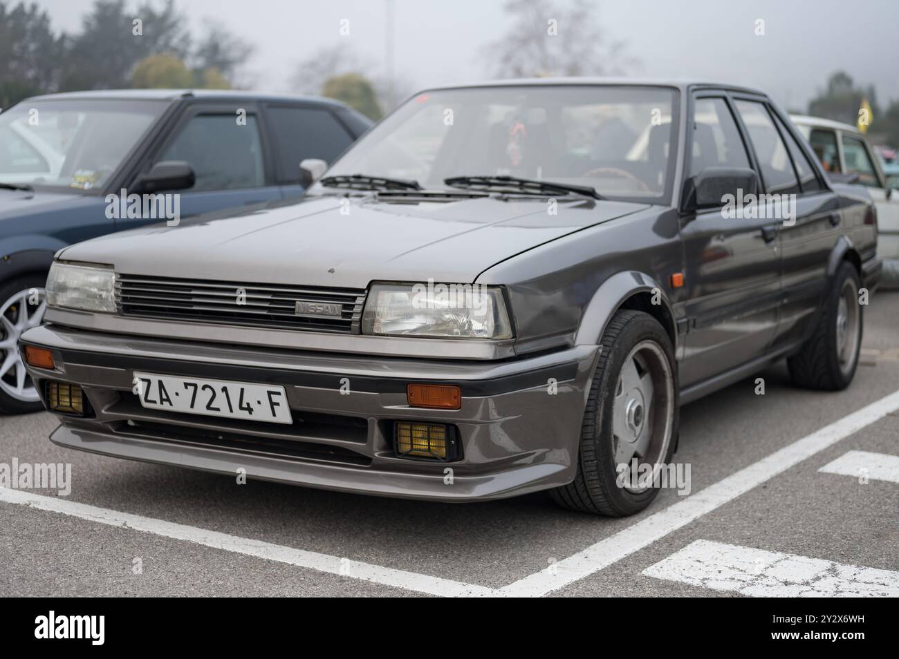 Front view of a classic gray Nissan Bluebird Turbo GTI T12 T72 Series ...