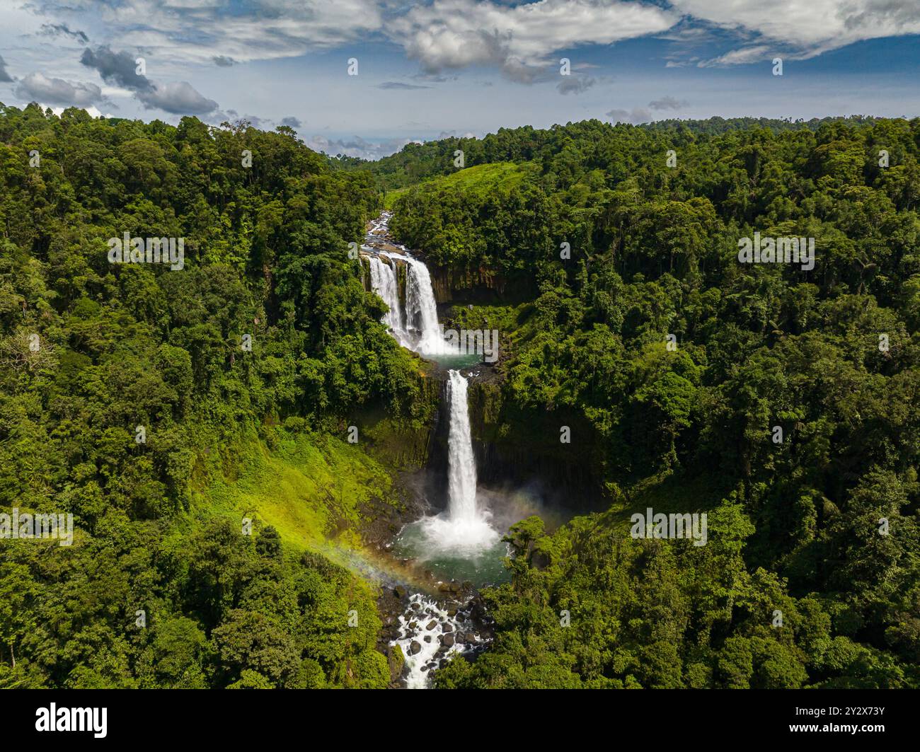 Limunsudan Falls the two-tiered water cascade in mountain. Mindanao ...