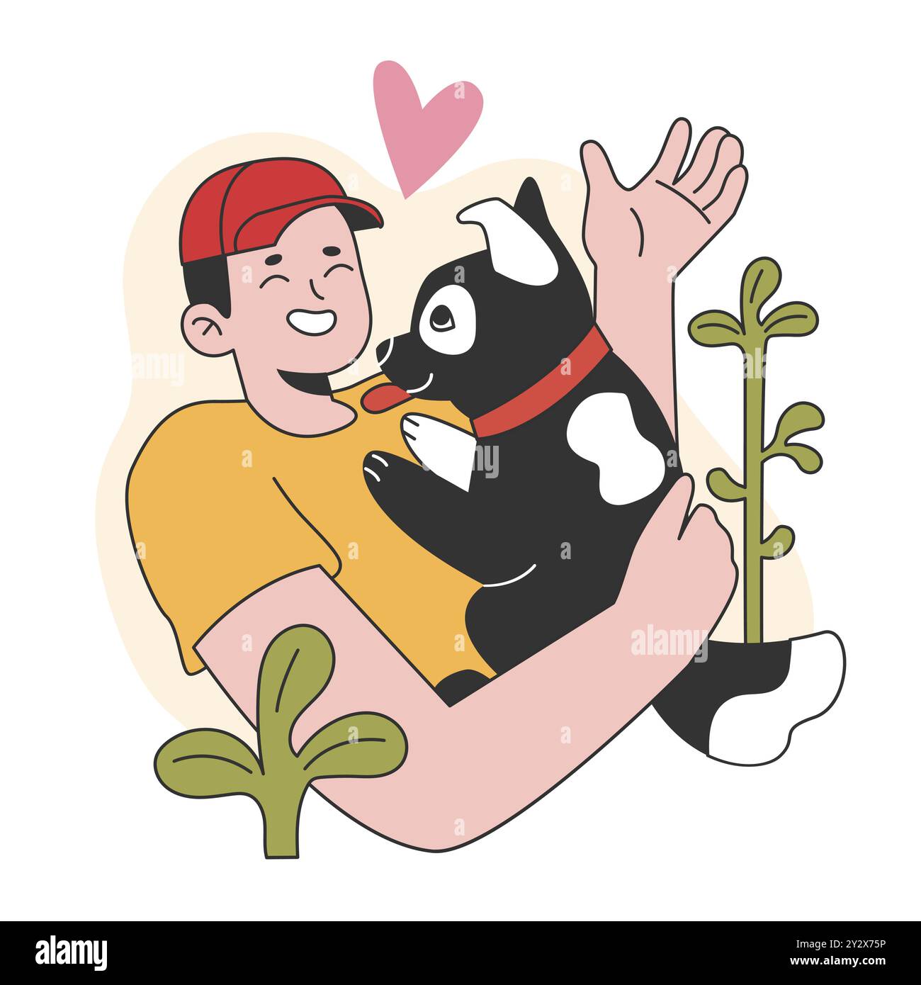 Friendship between boy and dog Stock Vector Images - Alamy