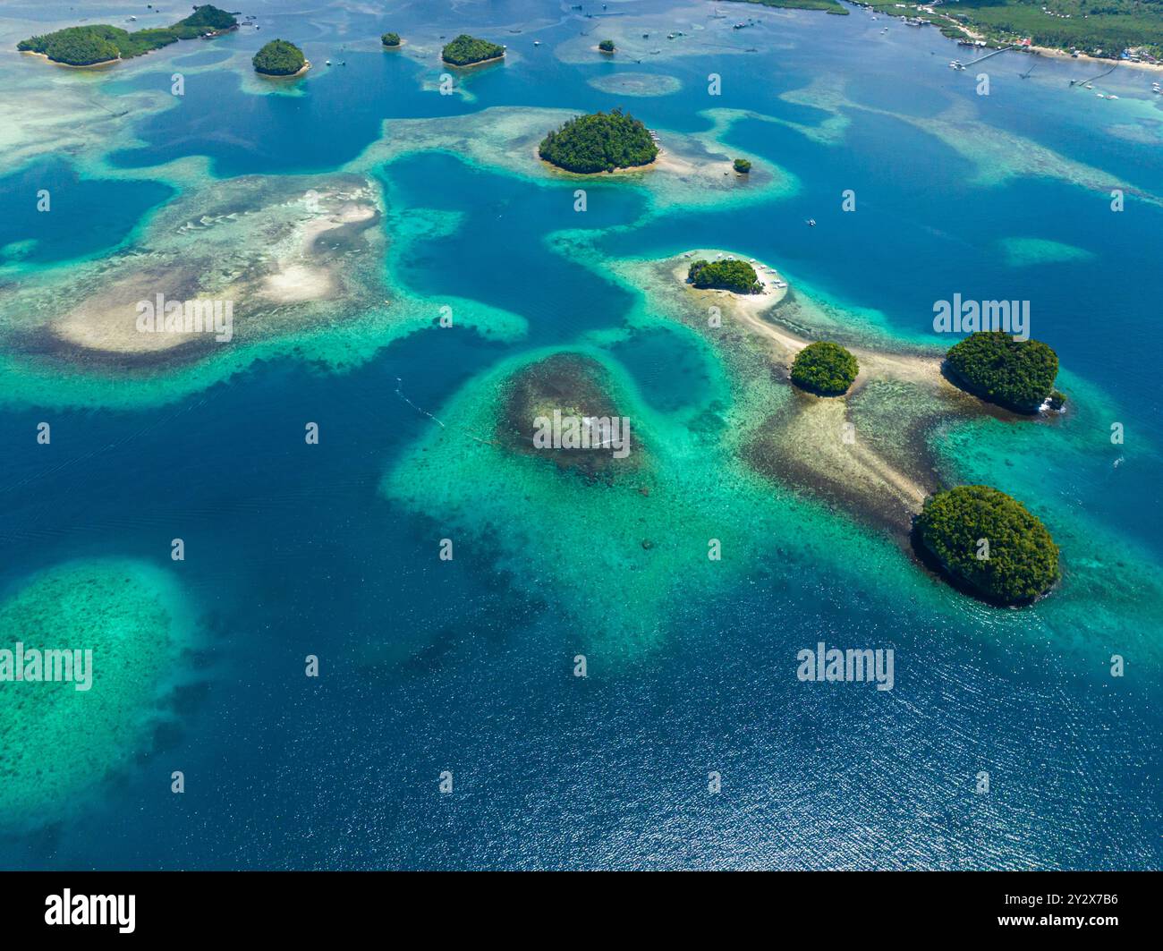 Deep blue sea and cluster of islands. Britania Islands. Surigao del Sur ...